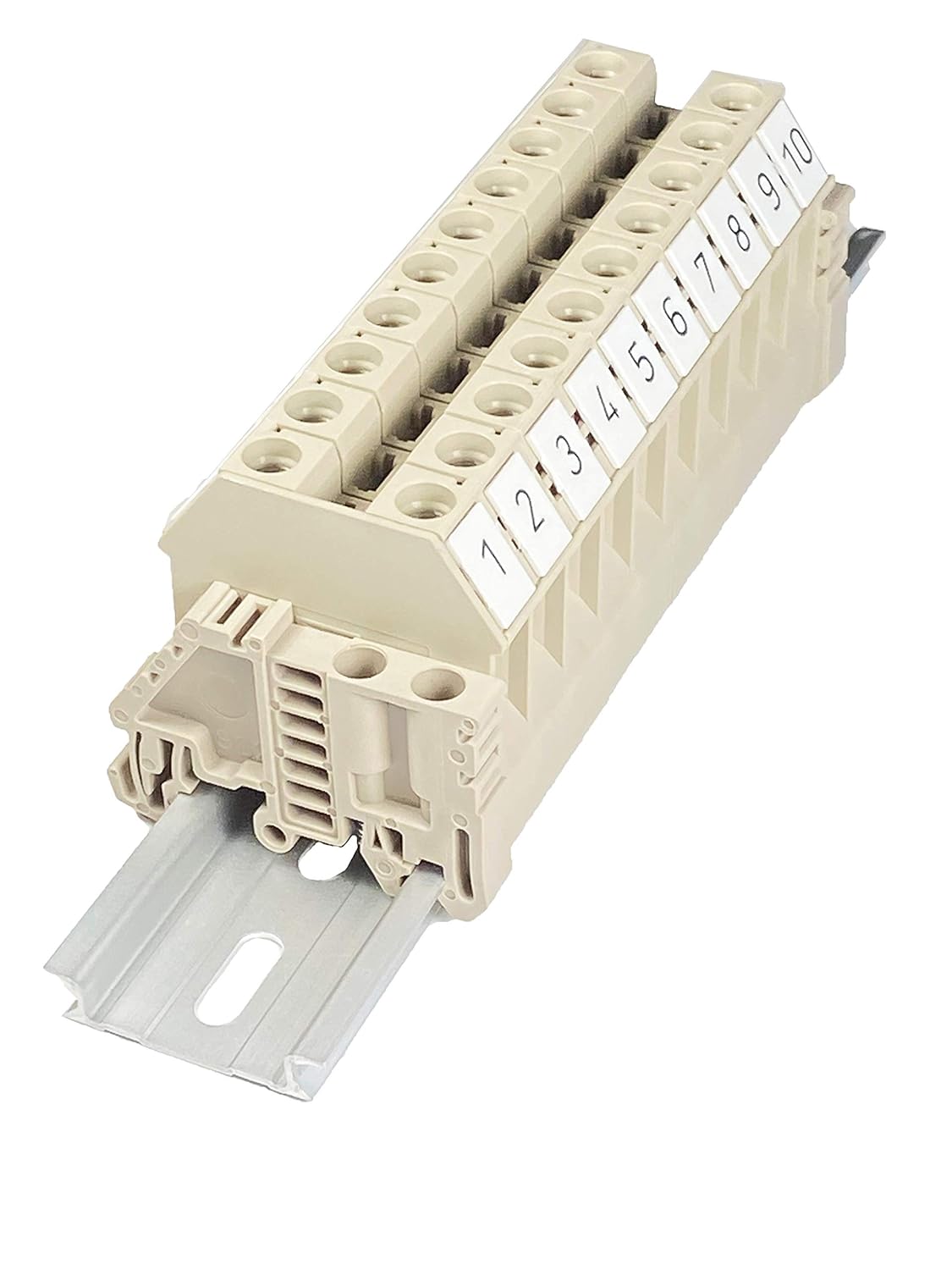 ICI Dinkle Numbered Assembly DK10N 10 Gang Box Connector DIN Rail Terminal Blocks, 6-20 AWG, 60 ...