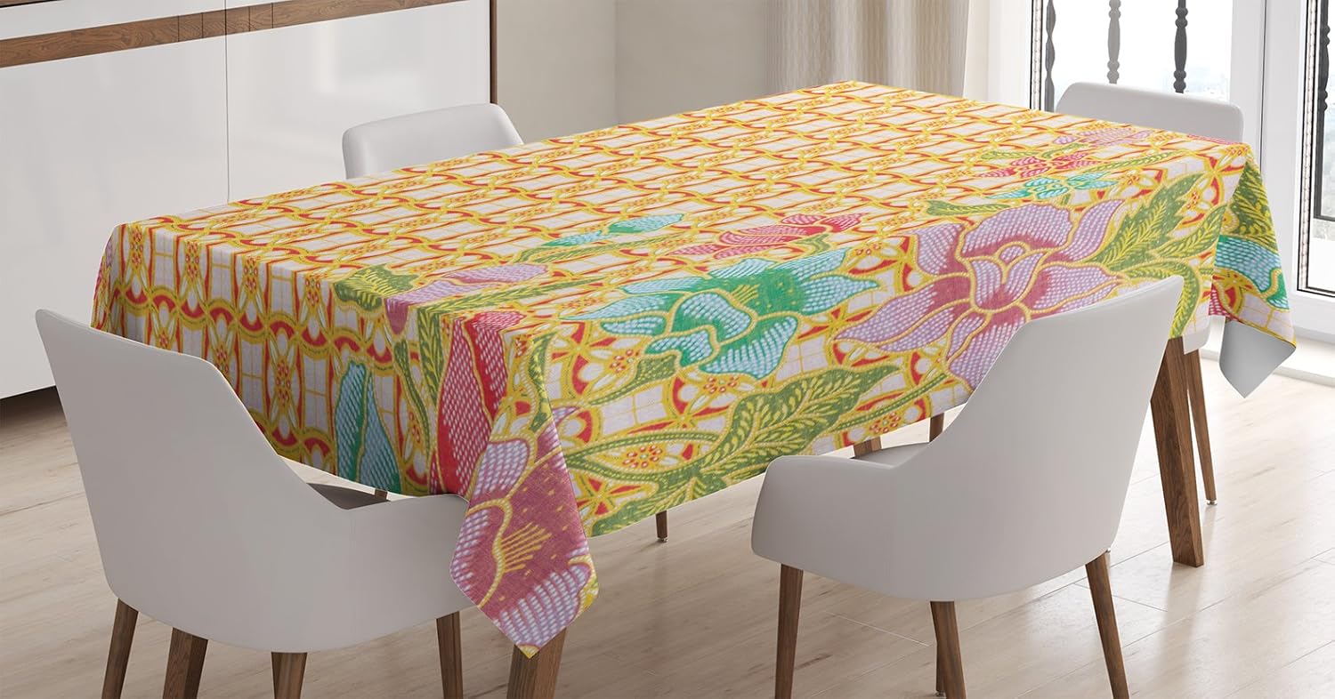 Amazon.com: Ambesonne Batik Tablecloth, Traditional Malaysian Batik ...
