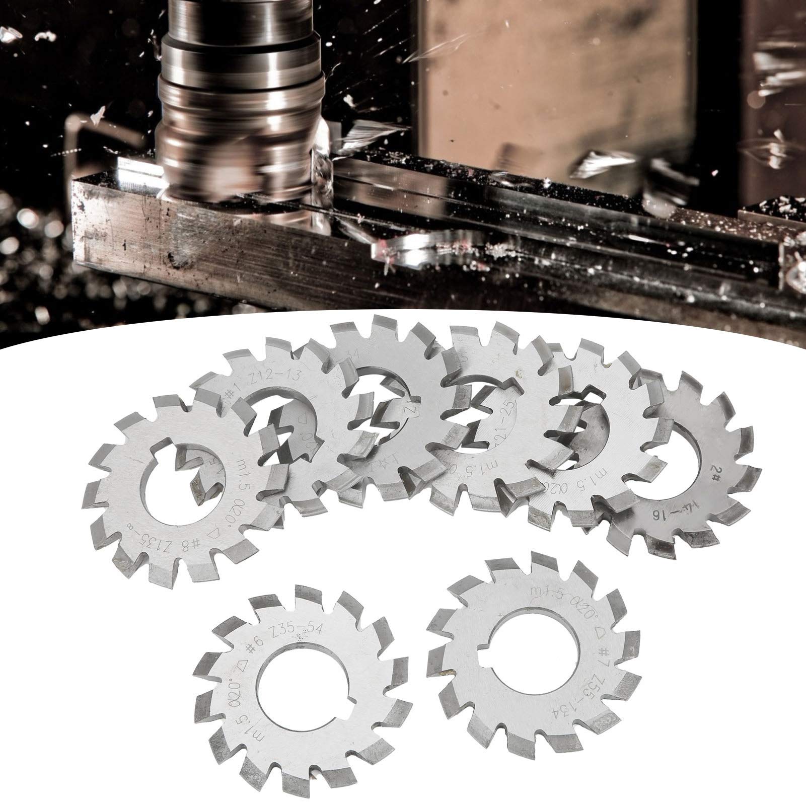 8Pcs Gear Cutter High Speed Steel Milling Cutter 20° Pressure Angle ...