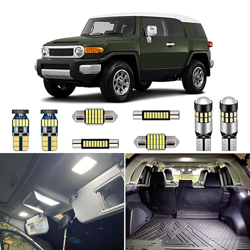 AUTOGINE 8 Piece White Interior LED Lights Kit for Toyota FJ Cruiser ...