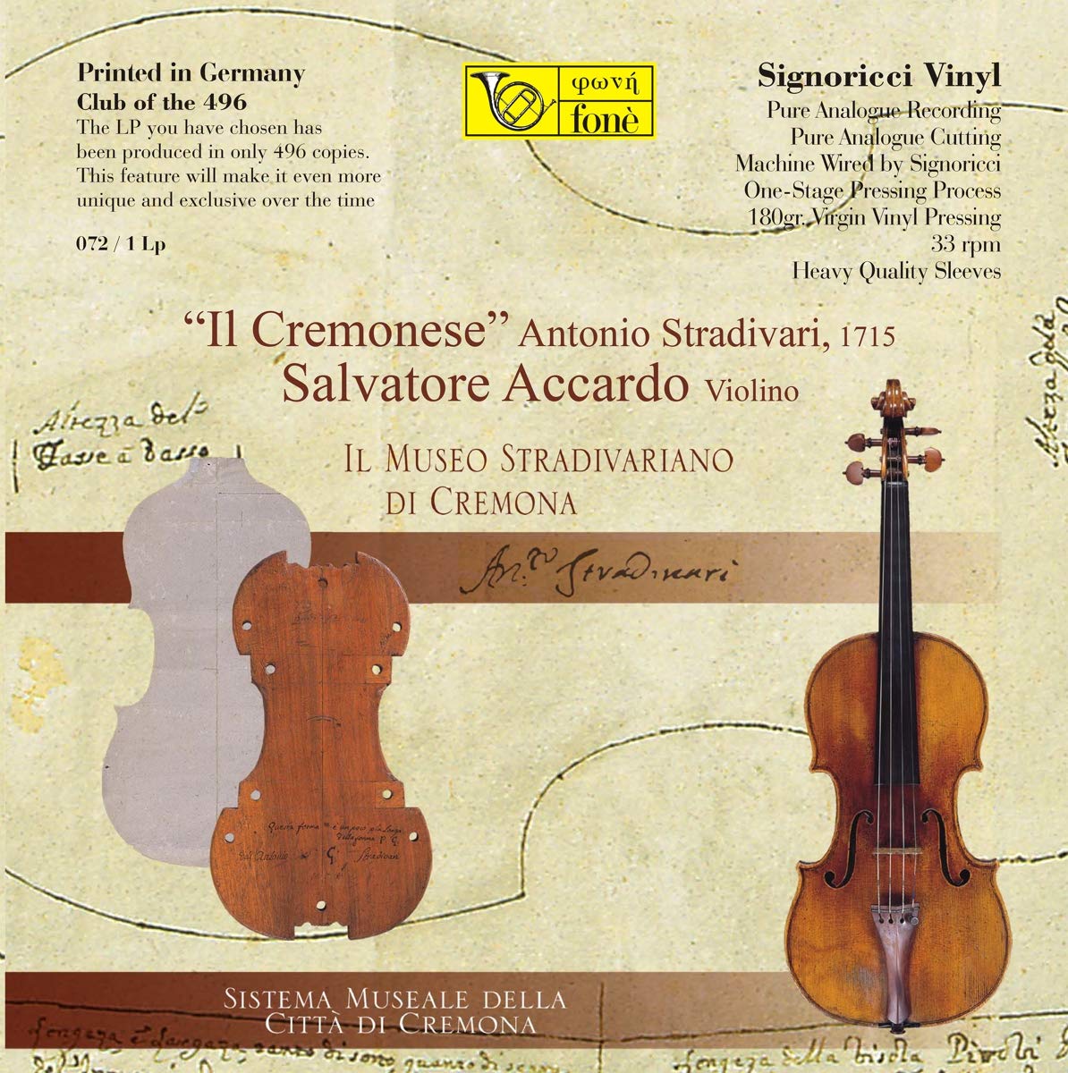 "Il Cremonese Antonio Stradivari, 1715 [Vinyl LP] - Accardo, Salvatore ...