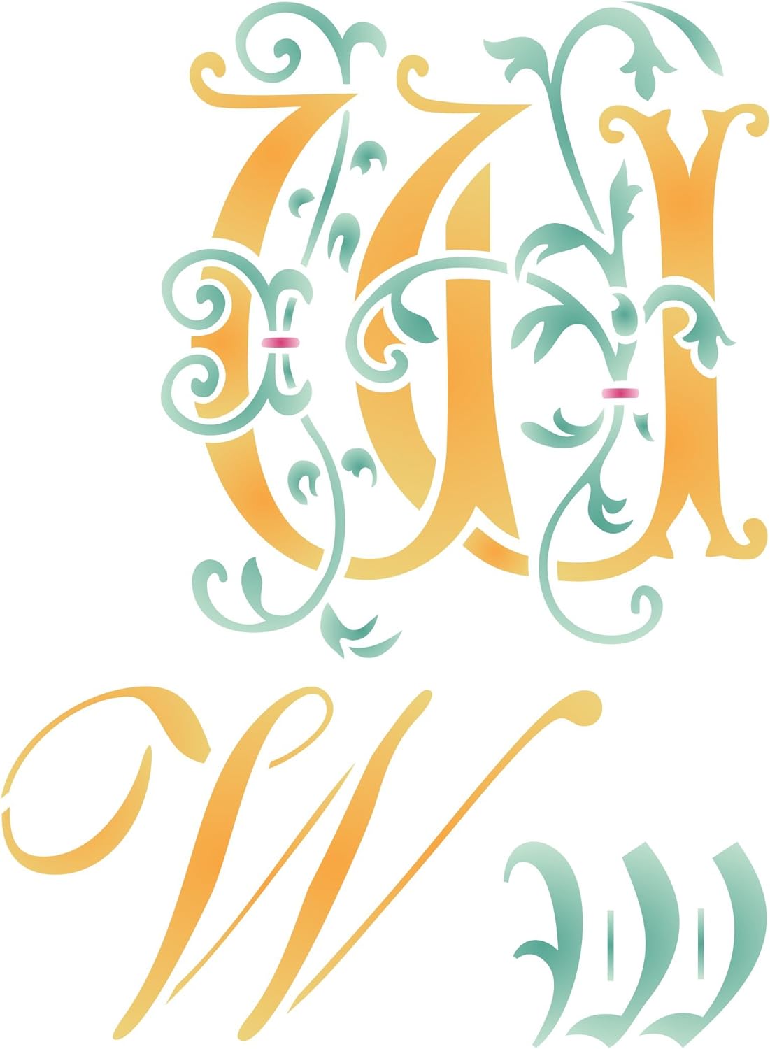 Letter Stencil (W) – Reusable Large Decorative Fancy Initial Monogram ...