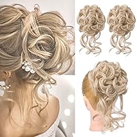 Amazon.com : HOOJIH 2PCS Messy Bun Hair Piece, Tousled Updo with ...