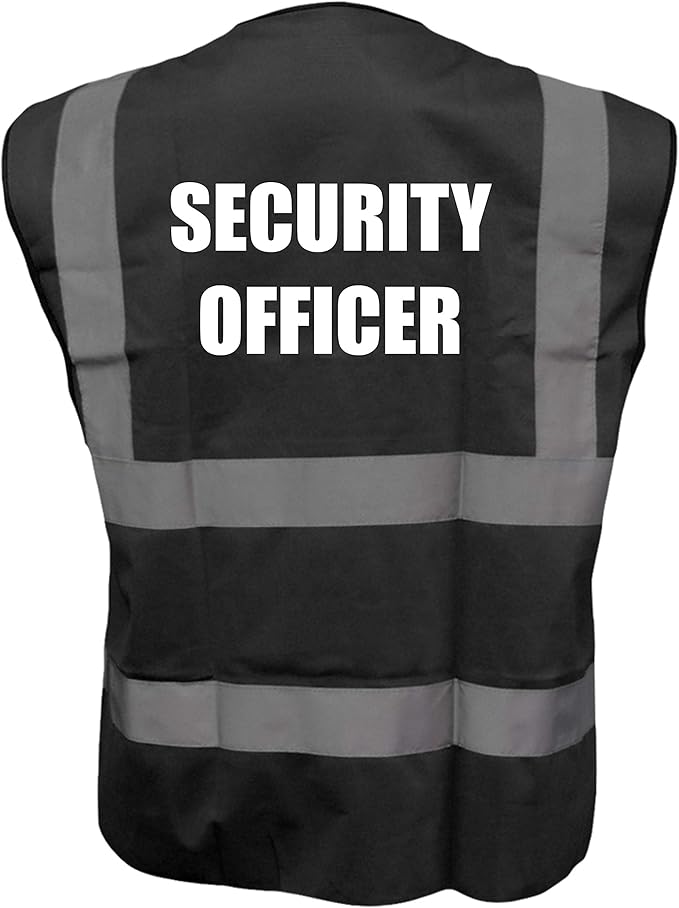 Security Officer Printed Black Hi Vis Vest/Waistcoat, Security Officer ...