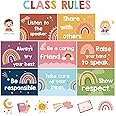 Amazon.com: JarThenaAMCS 36Pcs Classroom Rules Posters Boho Rainbow ...