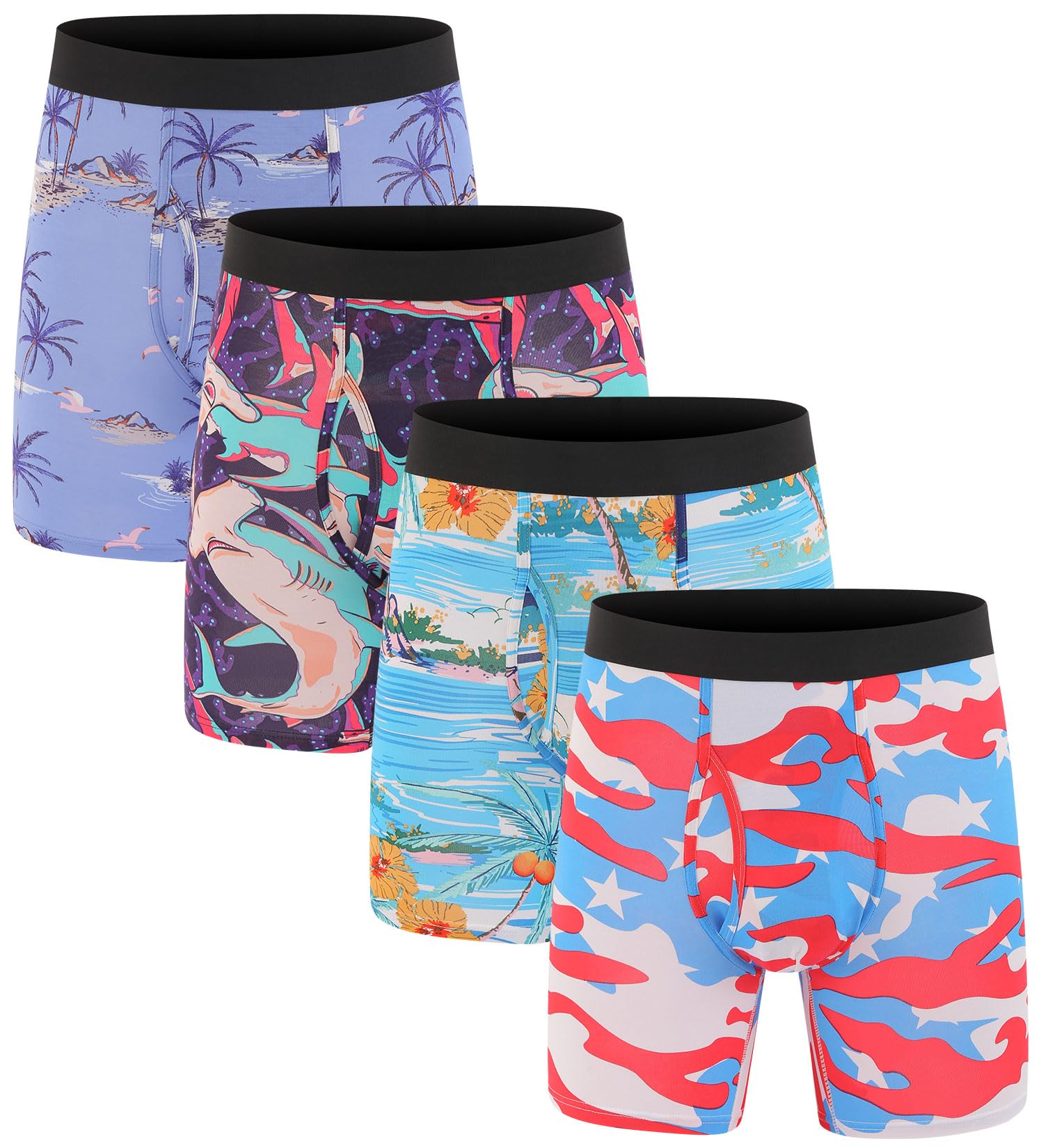 Xaanelr Men's Underwear Boxer Briefs Bamboo Viscose Trunks Soft ...