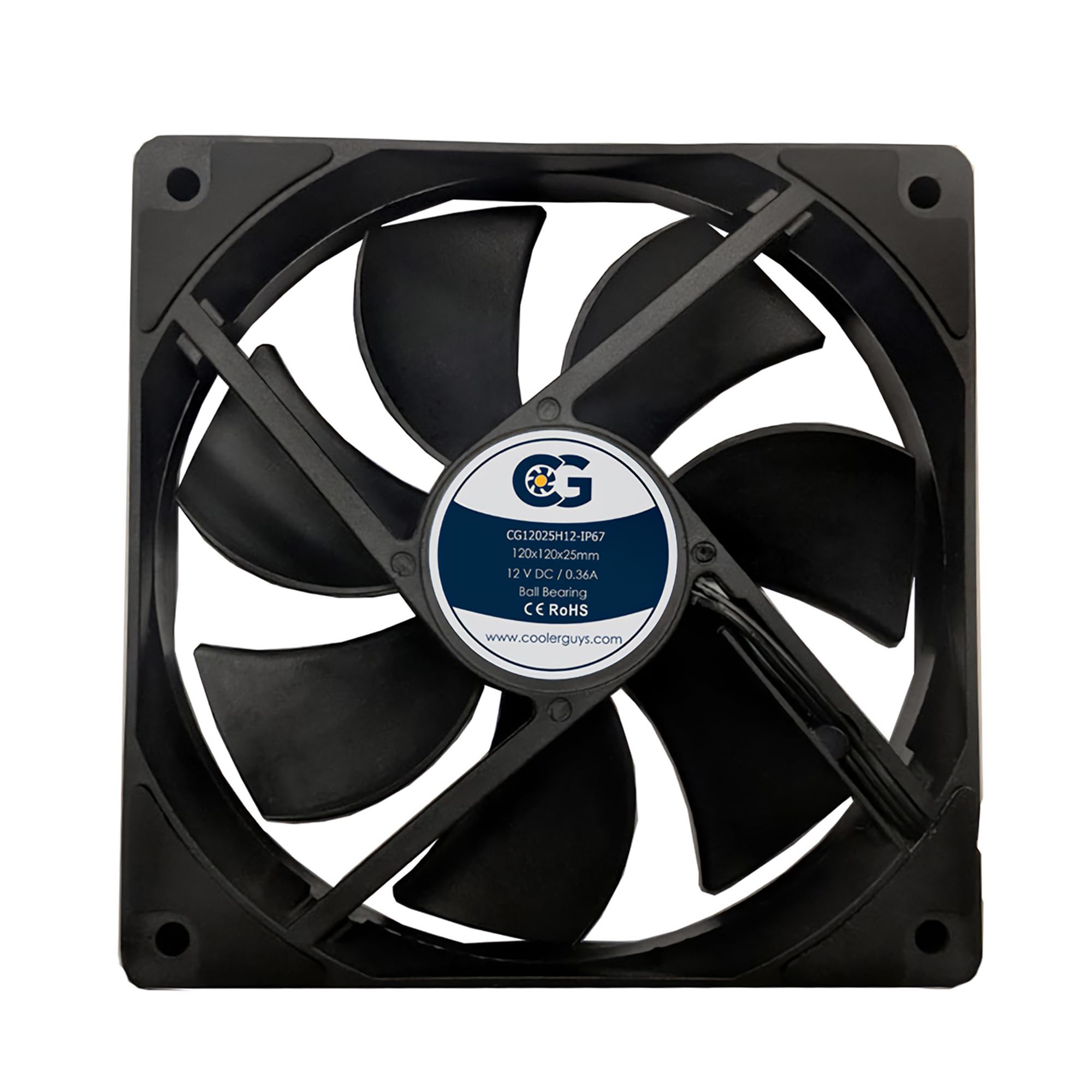 Coolerguys 120MM (120X120X25) High Airflow Waterproof IP67 12v Fan ...