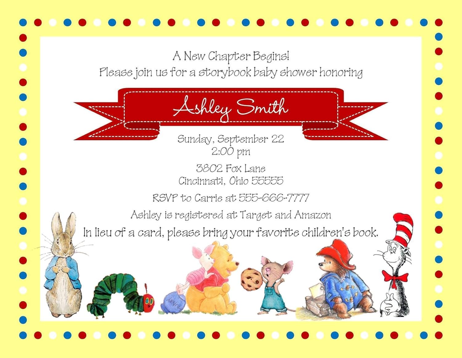 Amazon.com: Baby Shower Invitation Storybook Characters: Handmade
