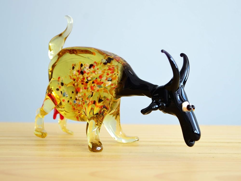 Amazon.com: Yellow Glass Goat Figurines, Blown Glass Goat Ornament ...