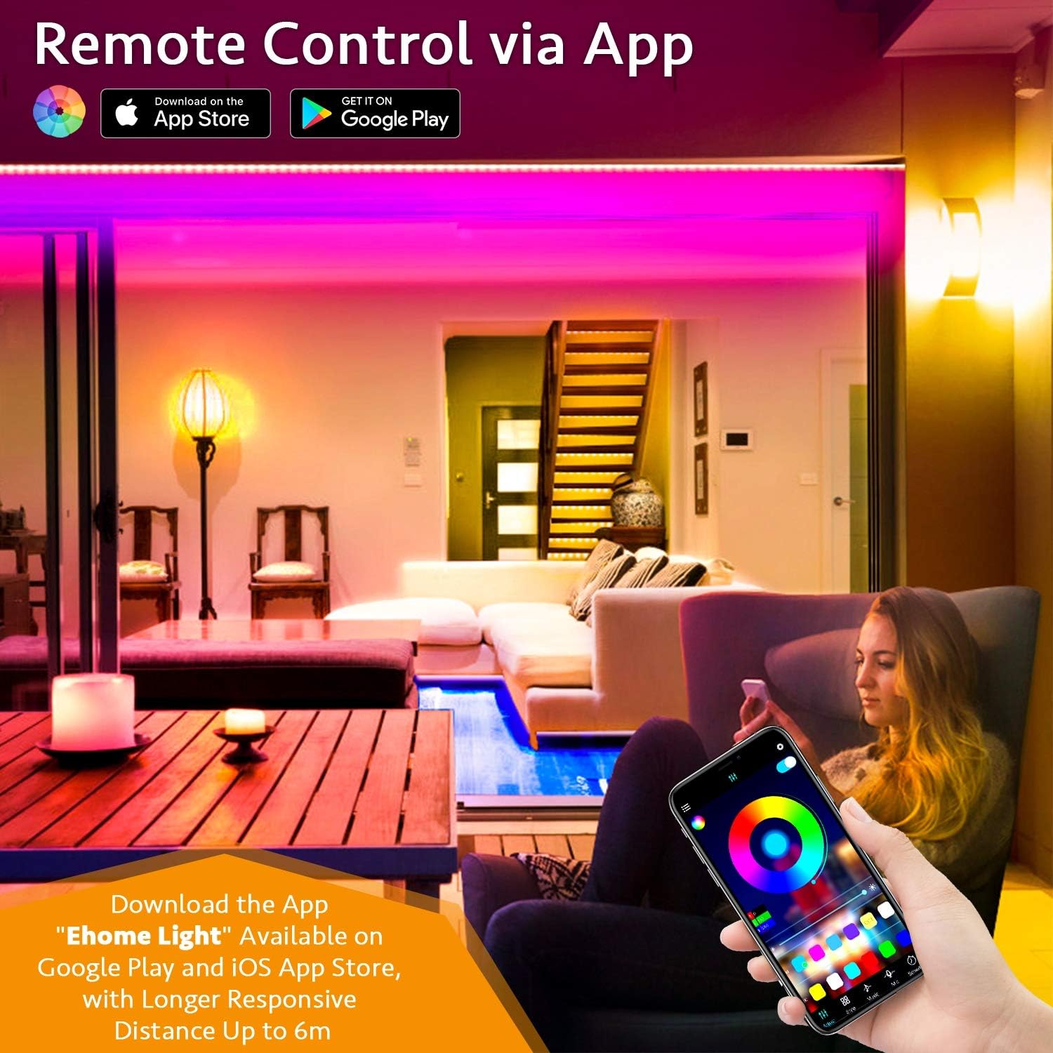 LED Strip Lights 10M APP Control Colour Changing LED Lights with Remote ...