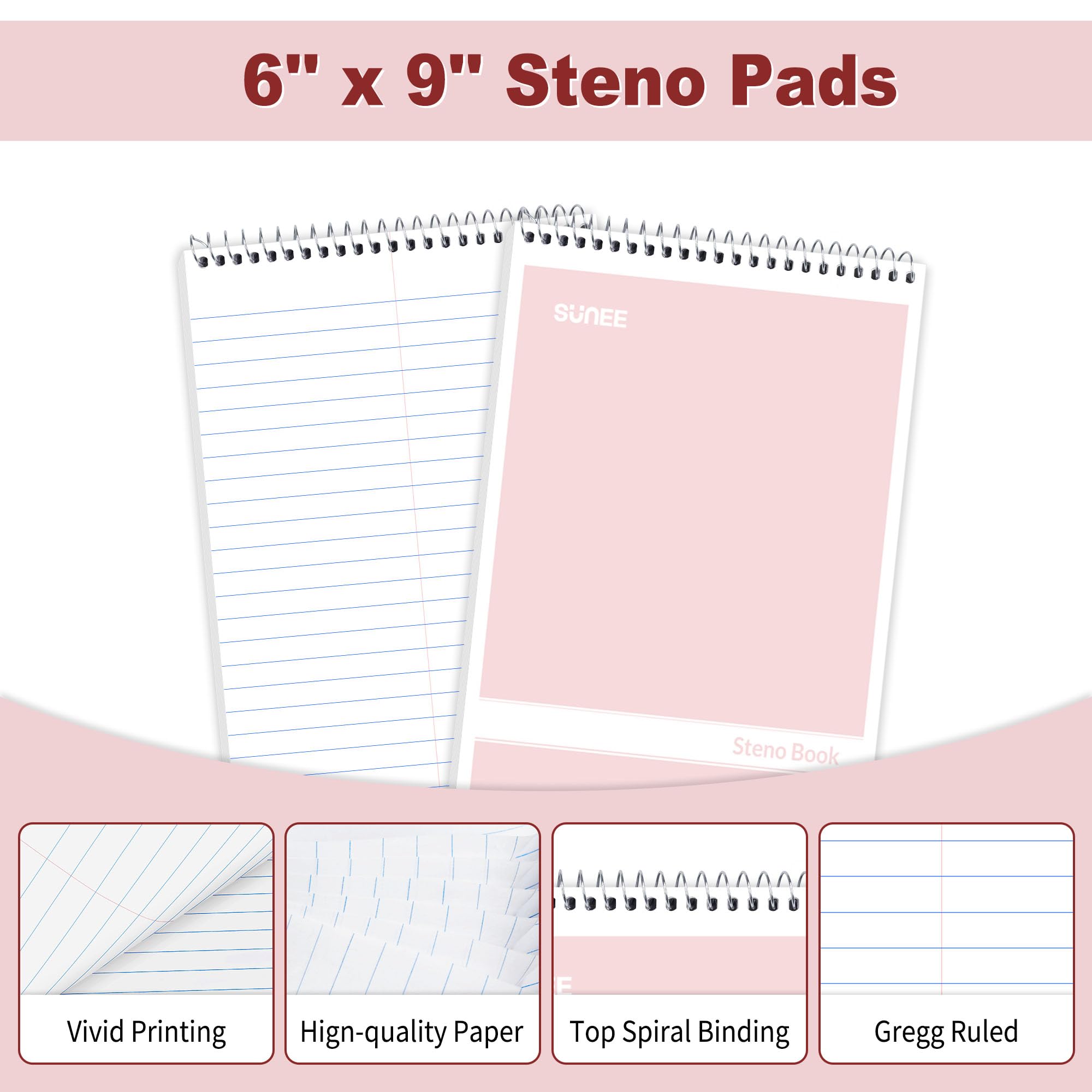 Mua SUNEE 12 Pack Steno Pads 6x9, Gregg Rule, 60 Sheets, 6 Assorted ...