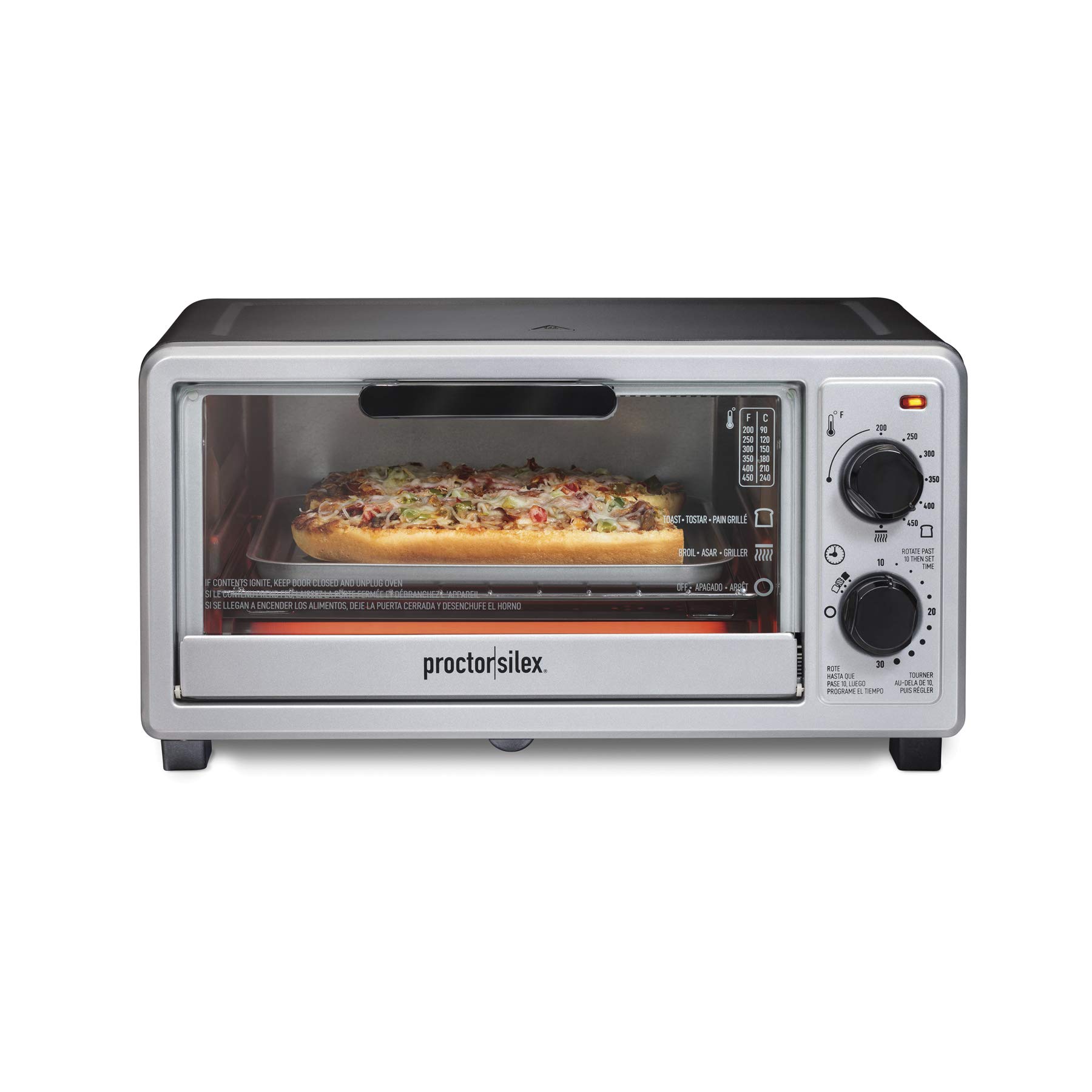 Proctor Silex 4 Slice Countertop Toaster Oven, Multi-Function with Bake ...