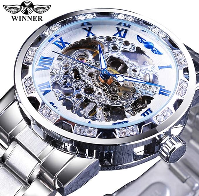 Winner Men Automatic Watch Fashion Diamond Display Luminous Hands Gear ...