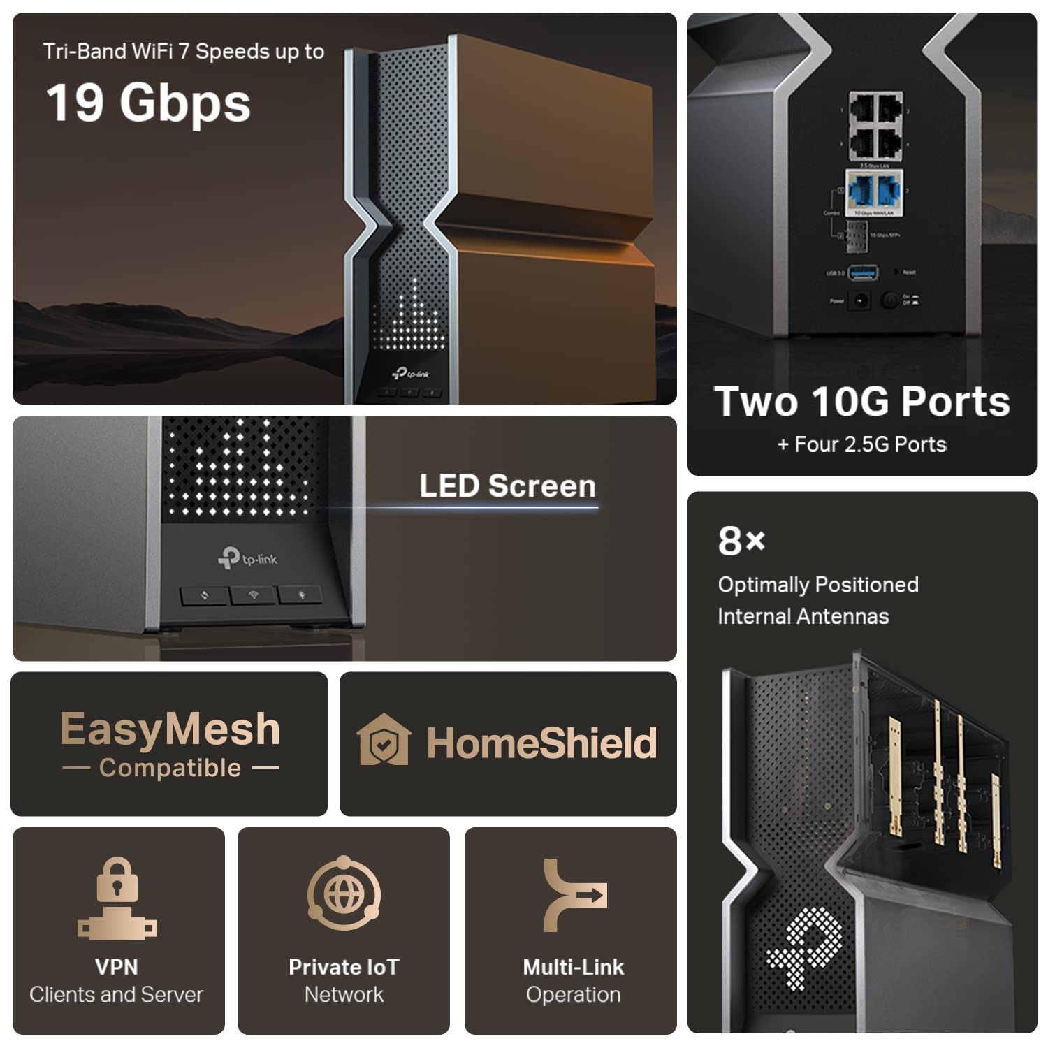 TP-Link Tri-Band BE19000 WiFi 7 Router (Archer BE800) | 12-Stream 19 ...