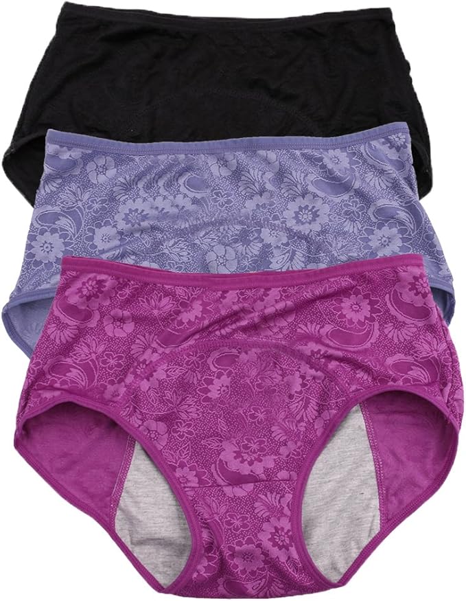 YOYI FASHION Women Menstrual Period Briefs Jacquard Easy Clean Panties ...