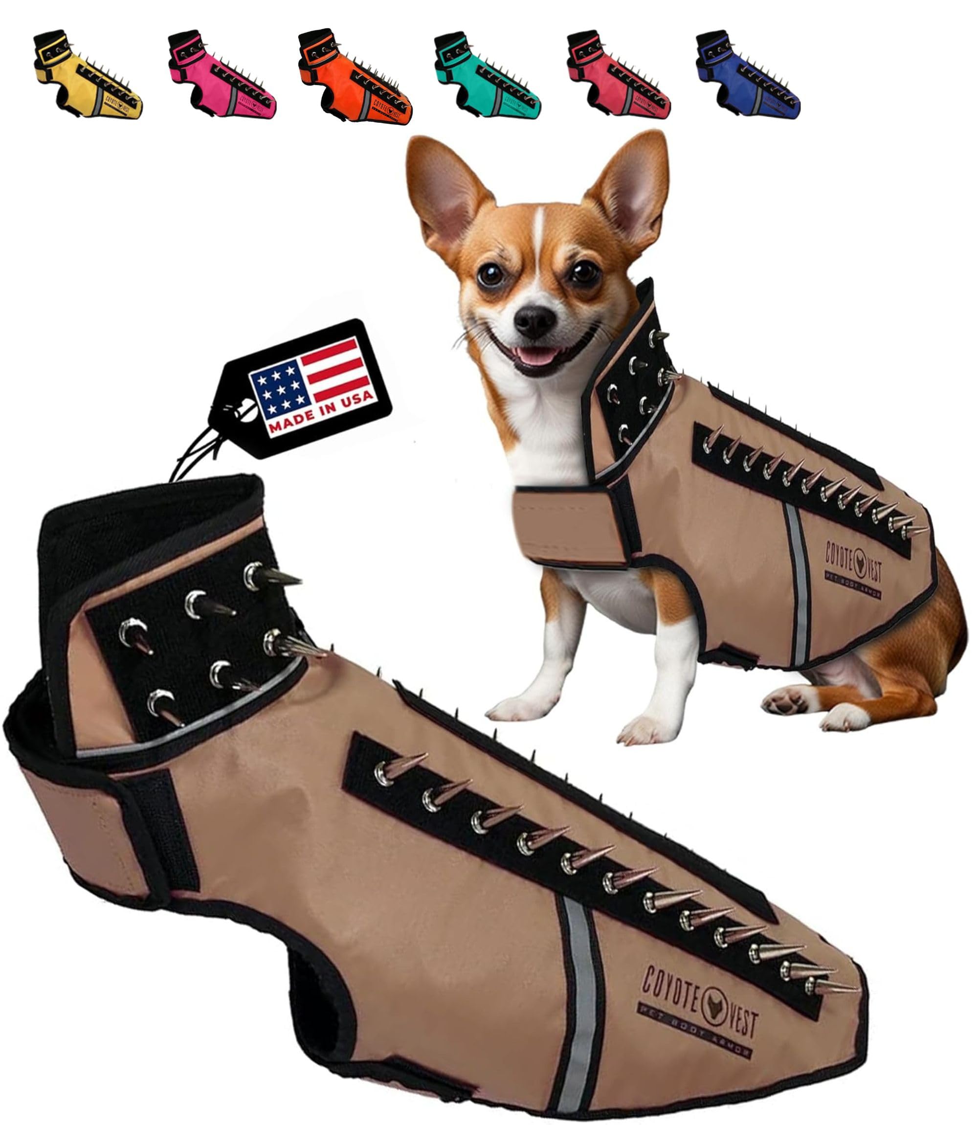 CoyoteVest SpikeVest Dog Harness Vest for Small Dogs, Reflective Dog ...