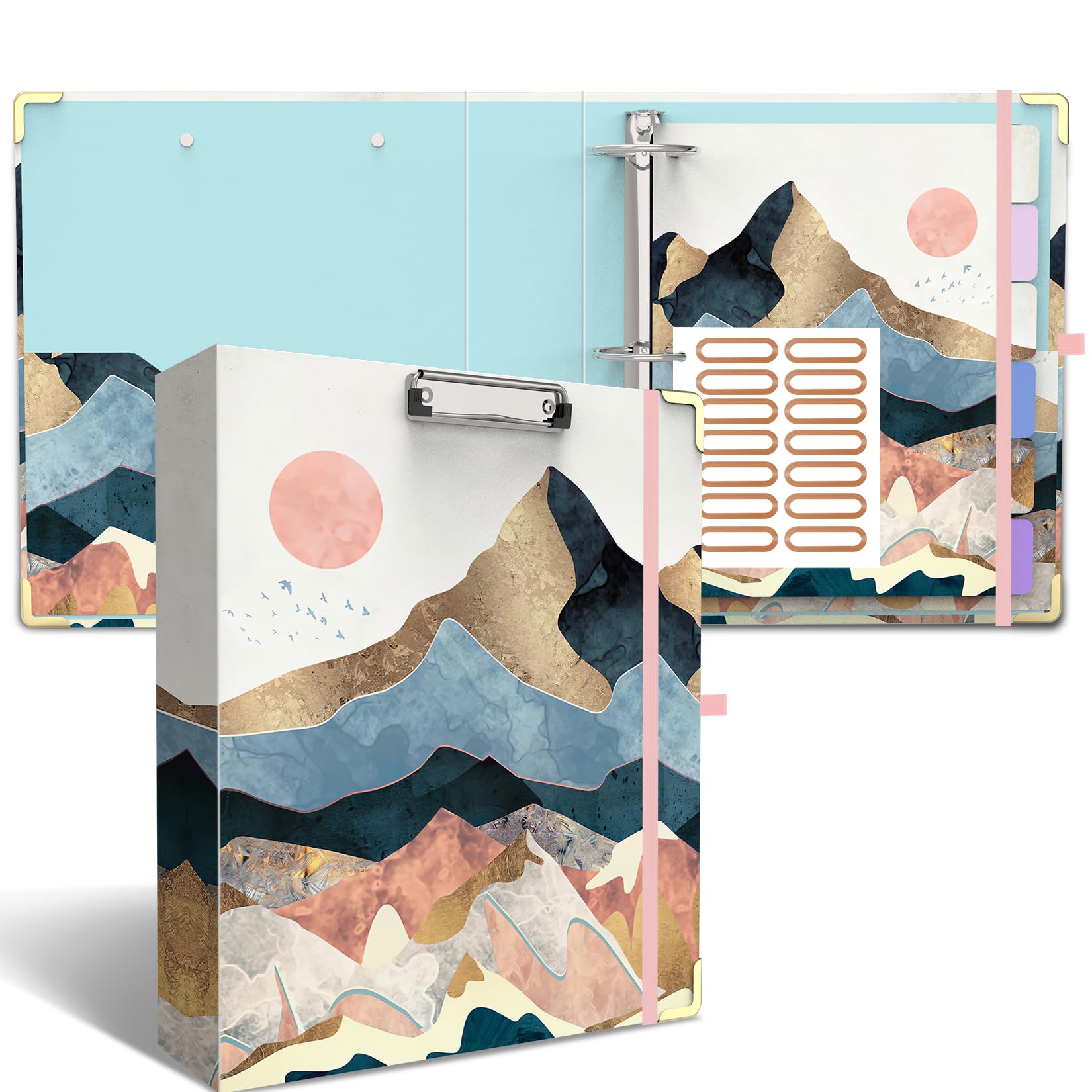 3 Ring Binder 2 Inch Ring, 2 Interior Pockets, 6 Tab Dividers, Low Profile Clipboard with ...