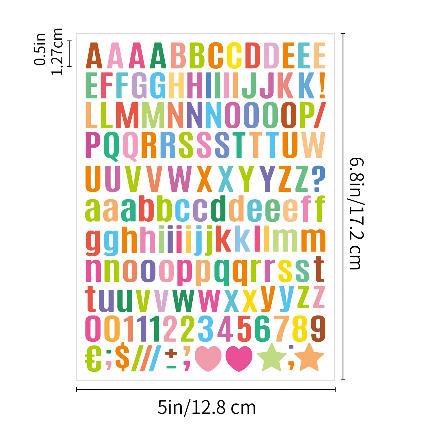 Mua 15 Sheet Small Letter Stickers - 1/2 Inch Colored Vinyl Self ...