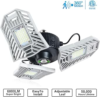Bright Garage Light Motion Activated 60W 6000LM Triple Led Garage ...