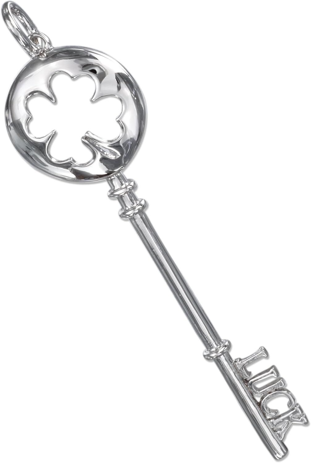 Amazon.com: Sterling Silver 925 Four Leaf Clover Key Pendant with Luck ...