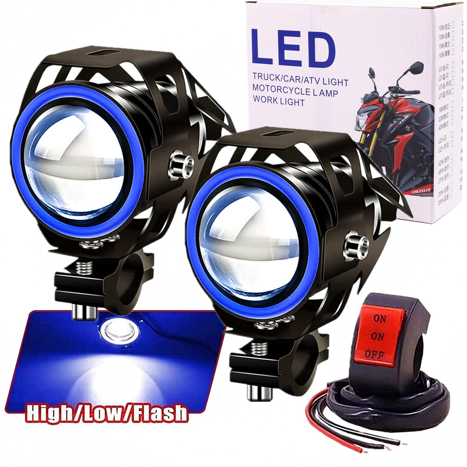 Mua Ourbest Motorcycle Fog Lights Spotlight Halo Running Lights, White ...
