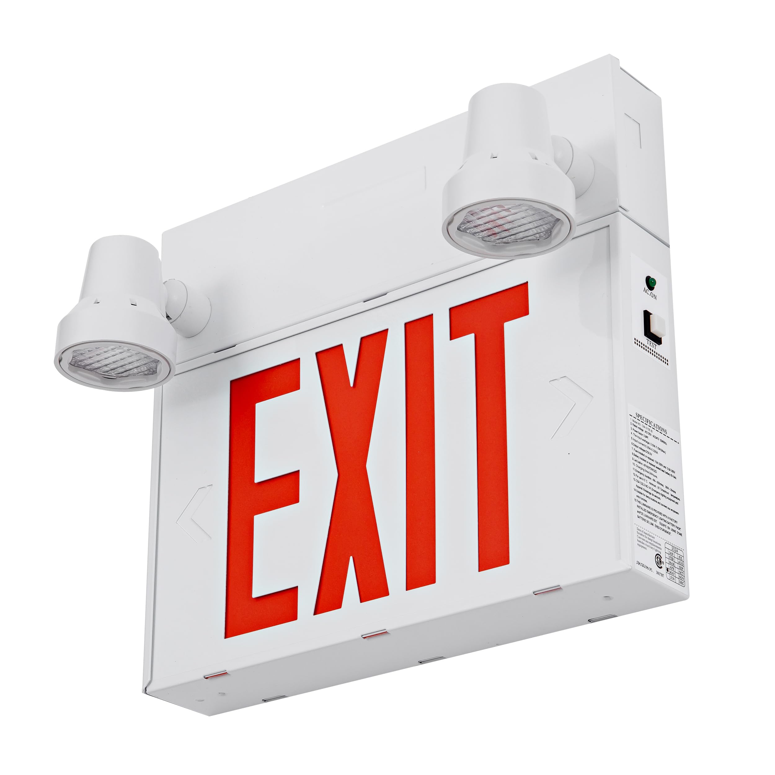 TANLUX Steel Exit Sign With Remote Capabilities, 36 Watt Battery Pack ...