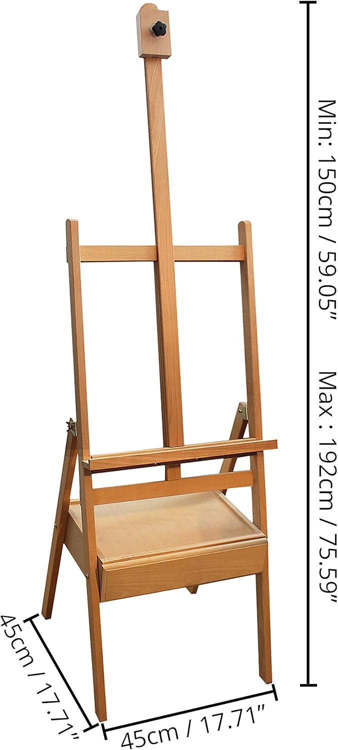 Kurtzy Wooden H-Frame Studio Easel with Artist Storage Drawer ...