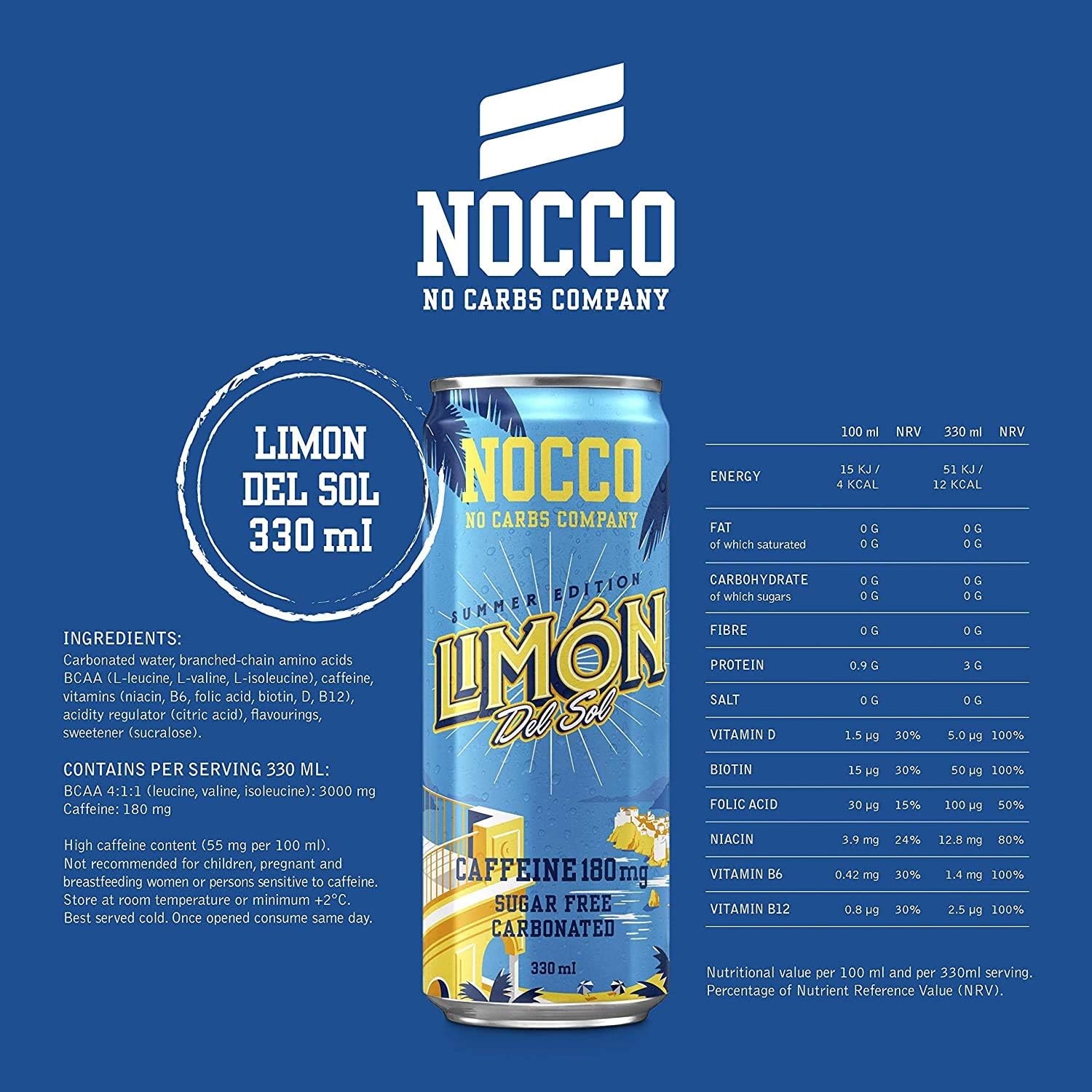 NOCCO BCAA Summer Variety Pack | 12 x 330ml | Zero Sugar Functional ...