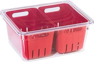 Amazon.com: Oggi Berry Container for Fridge - Double Colander Basket ...