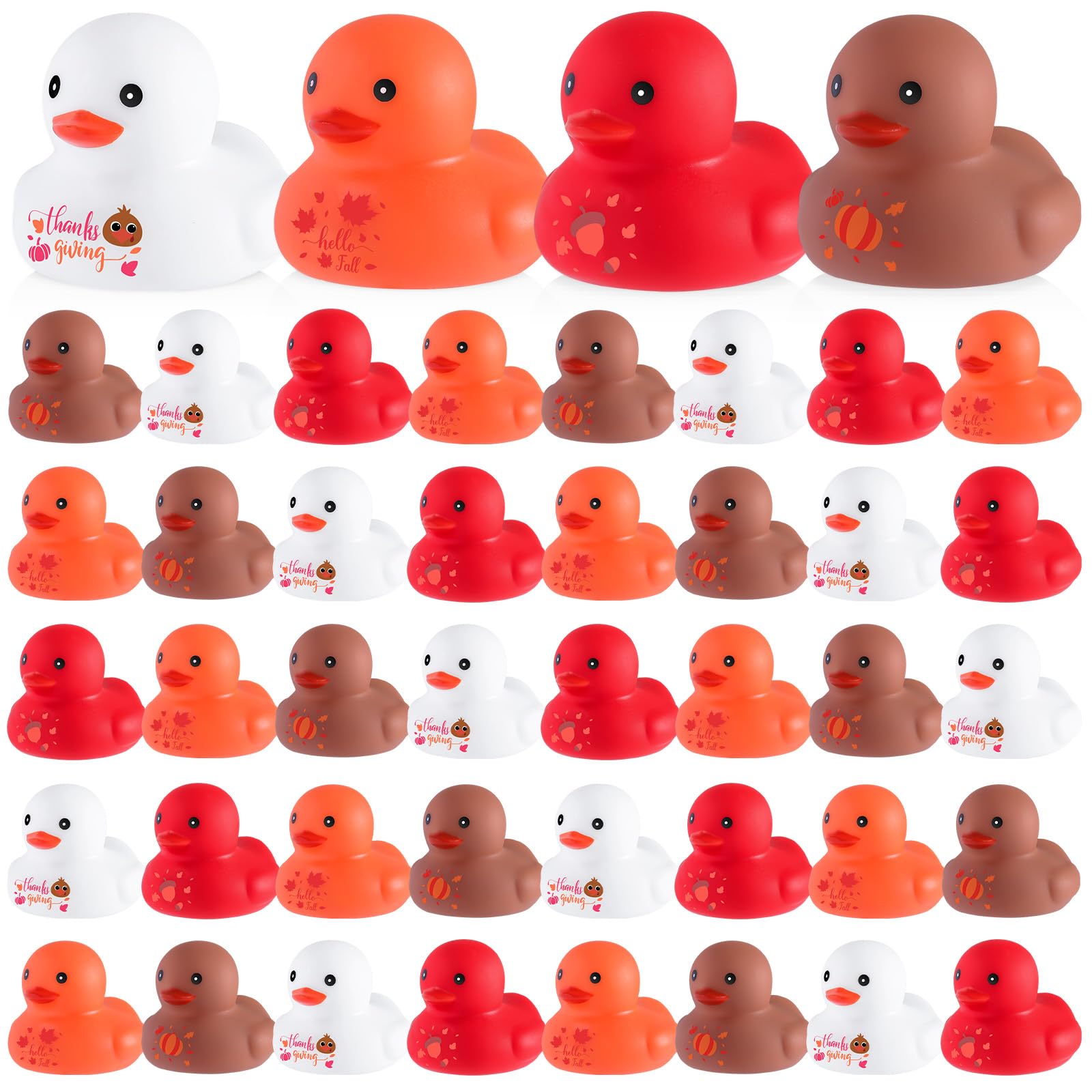 48 Pcs 2 Inch Fall Mini Rubber Ducks in Bulk Thanksgiving Rubber Ducks ...