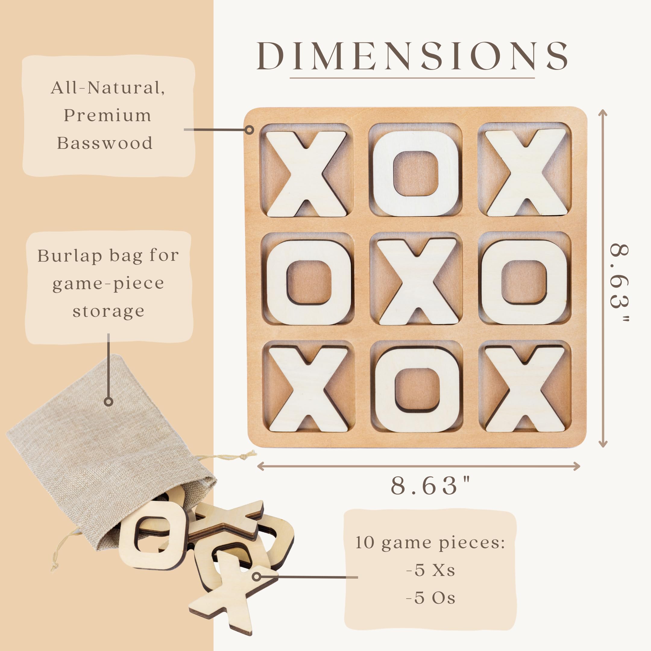Mua Tic Tac Toe Game, Versatile Boho Natural Wood Tic Tac Toe Board for ...