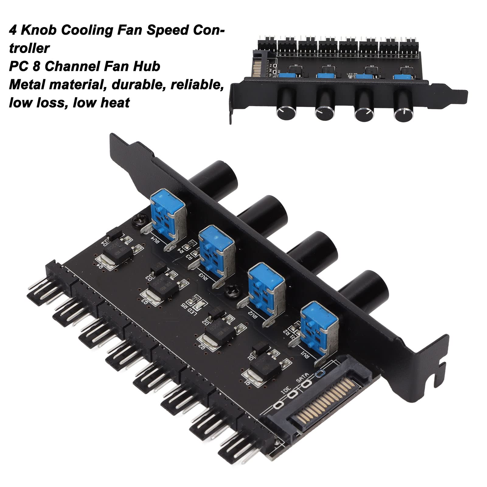 Mua PC Fan Hub with 8 Channel 4 Knob Cooling Fan Speed Controller for ...