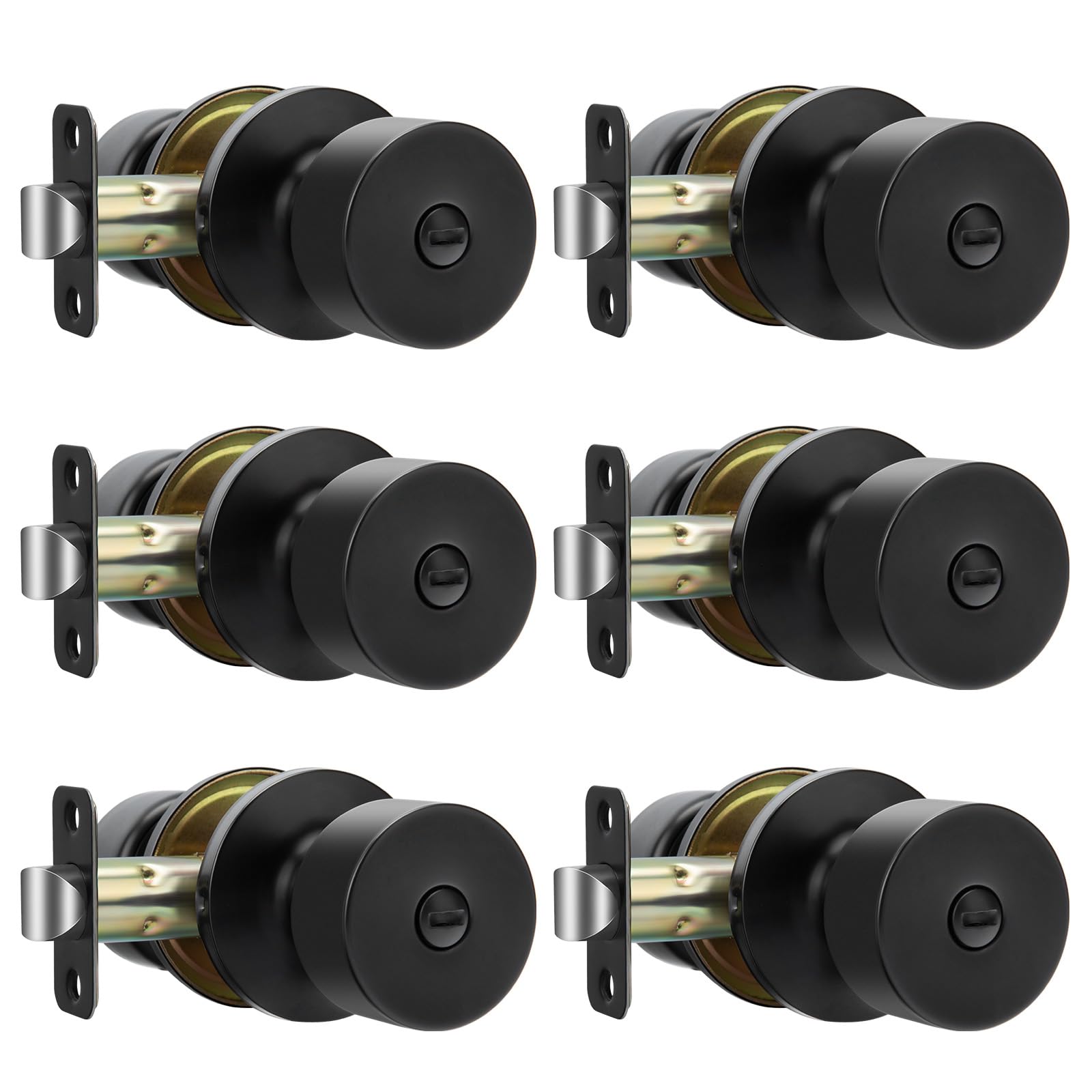 Haidms 6 Pack Matte Black Door Knobs Interior, Privacy Door Knob Bedroom Bathroom, Black ...