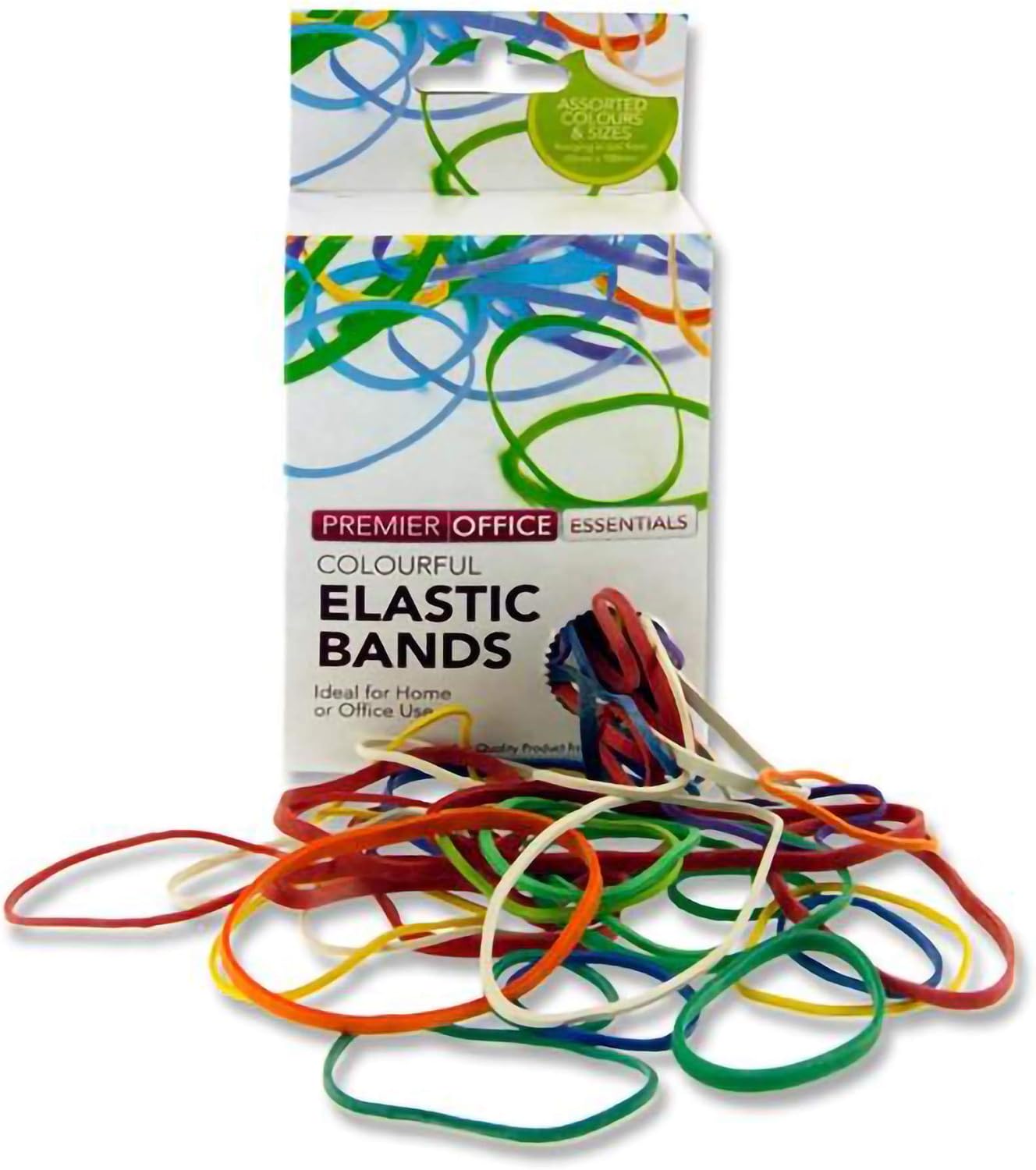 Premier Stationery Rubber Bands Asst Sizes & Colors. Handy Dispenser ...