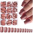 Amazon.com: LoveOurHome 240pc Brown Press on Nails Medium Square Fake Nails Press ons Square ...