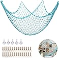 Amazon.com: Fish Net Decorations, 79x59 Inch Wall Hanging Photo Display ...
