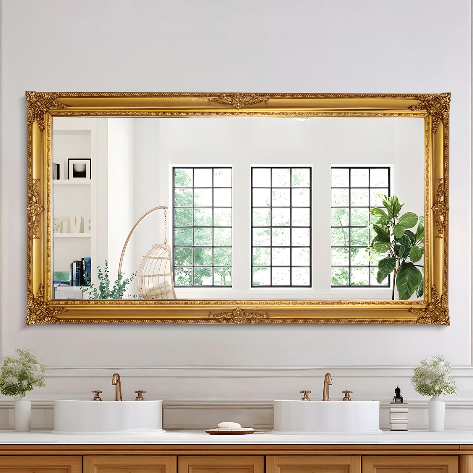 Large Decorative Mirror, 53"x29.5"Traditional Antique Baroque Mirror ...