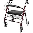 Amazon.com: DMI Lightweight Rollator Walker With Seat & Padded Backrest ...