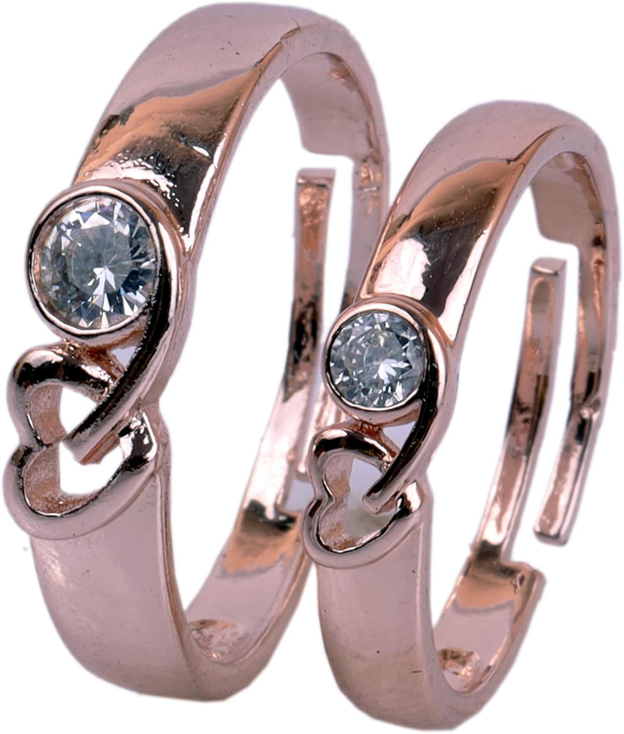 Buy Neelam Creation Rose Gold Adjustable Finger Ring For Couple at ...