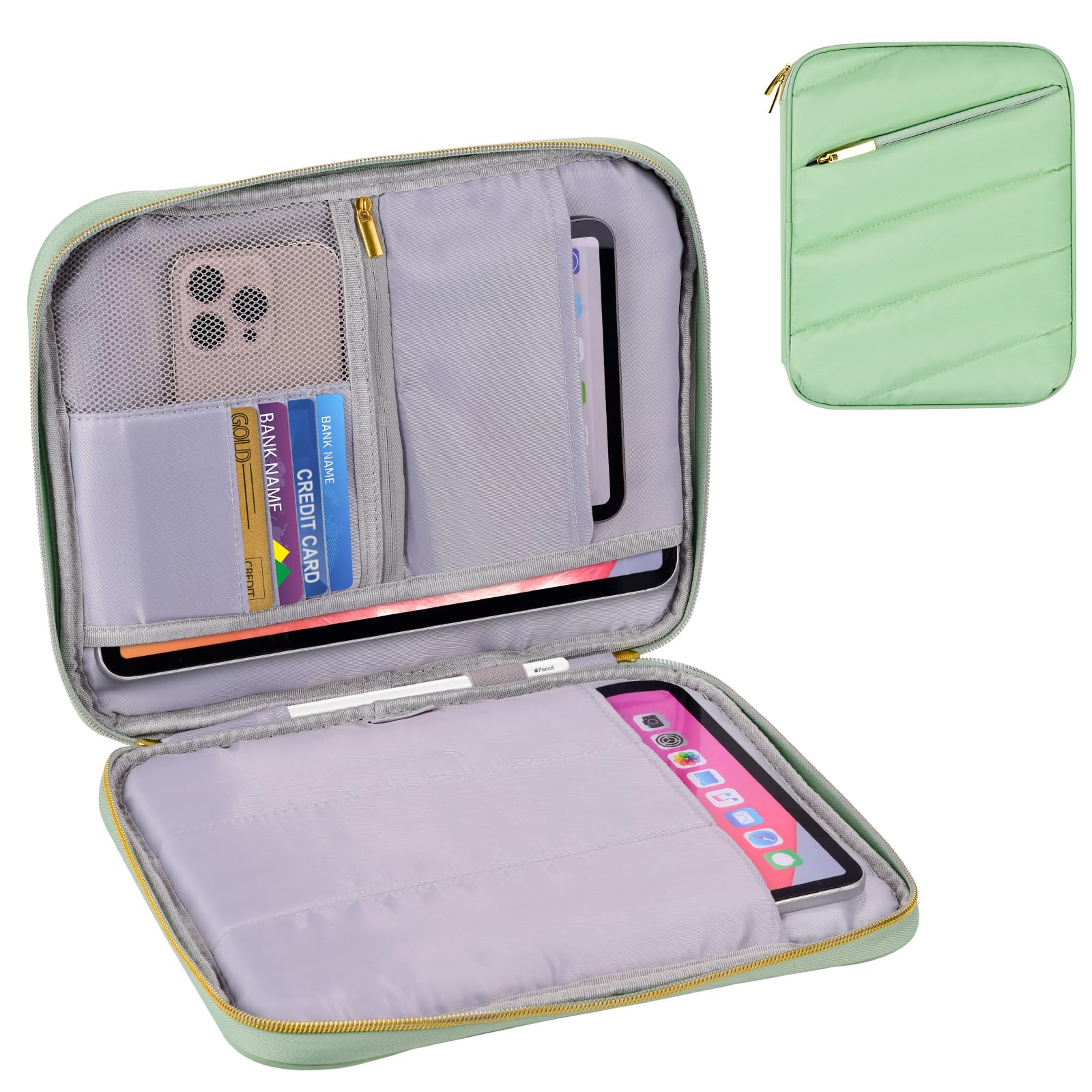 9-11 Inch Puffy Tablet Sleeve Case, Padded Pouch Bag for iPad Pro 11-in (M4), iPad 10.9 (10th ...