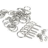 Amazon.com: TWONE Metal Split Keychain Ring Parts - 50 Key Chains With 25mm Open Jump Ring and ...