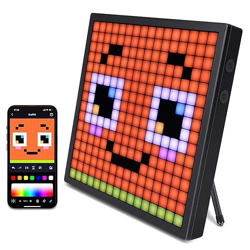 REYLAX Light & Thin LED Pixel Art Display 16x16 - Smart Pixel Clock for ...