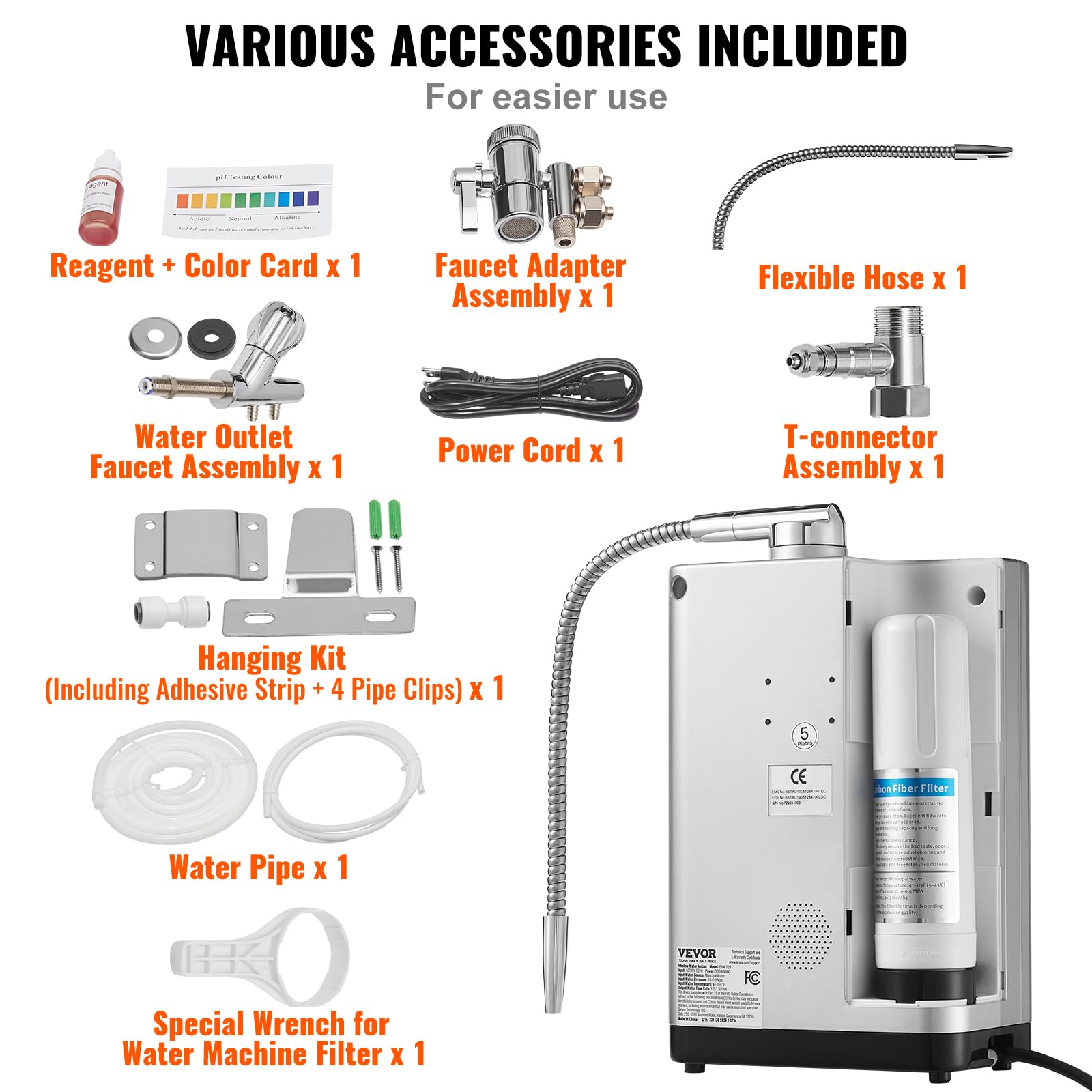 Mua VEVOR Water Ionizer, Alkaline Water Ionizer Machine, pH 3.5-10.5 ...