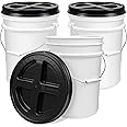 Amazon.com: ePackageSupply 5 Gallon White Bucket with Black Gamma Seal Screw on Airtight Lid ...