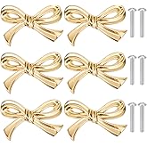 DOITOOL Brass Bow Shape Cabinets Knobs Gold Drawer Pulls Decorative Bow Knobs Cupboard Pull ...