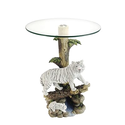 Amazon.com: Wolf Sculpture Base Accent Side Table With Glass Top ...