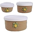 Amazon.com: A Set of Three Large Covered Storage Baskets, Handmade ...