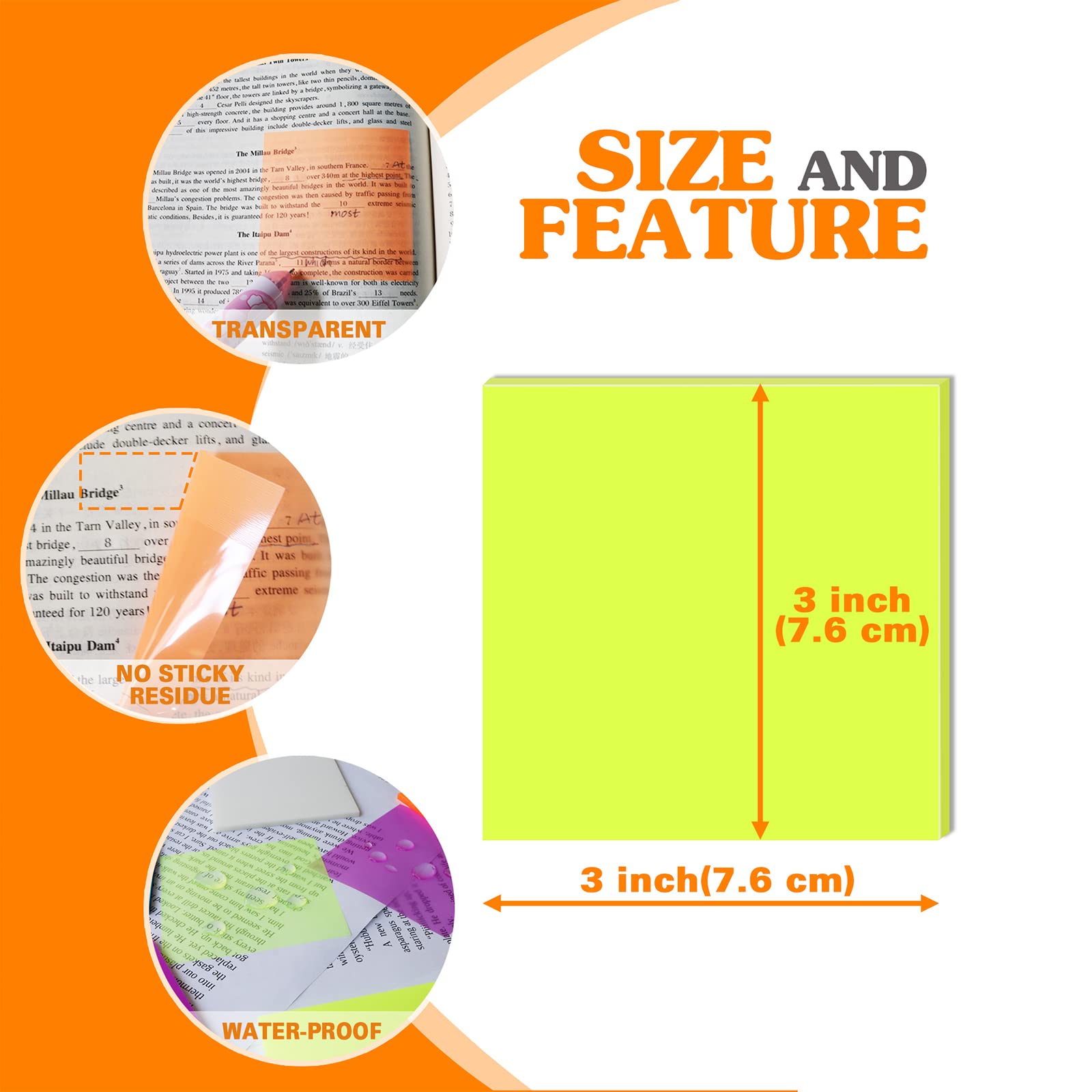 Mua Transparent Sticky Notes,3X3 Inch Clear,Translucent Pads,See ...