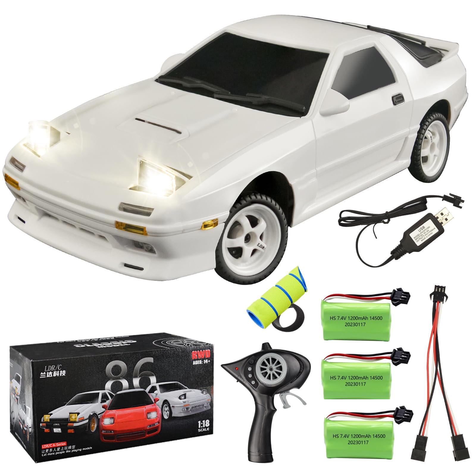 LEOSO 1/18 RC Drift Car AE86 RC Car Initial D with 3pcs Upgraded ...