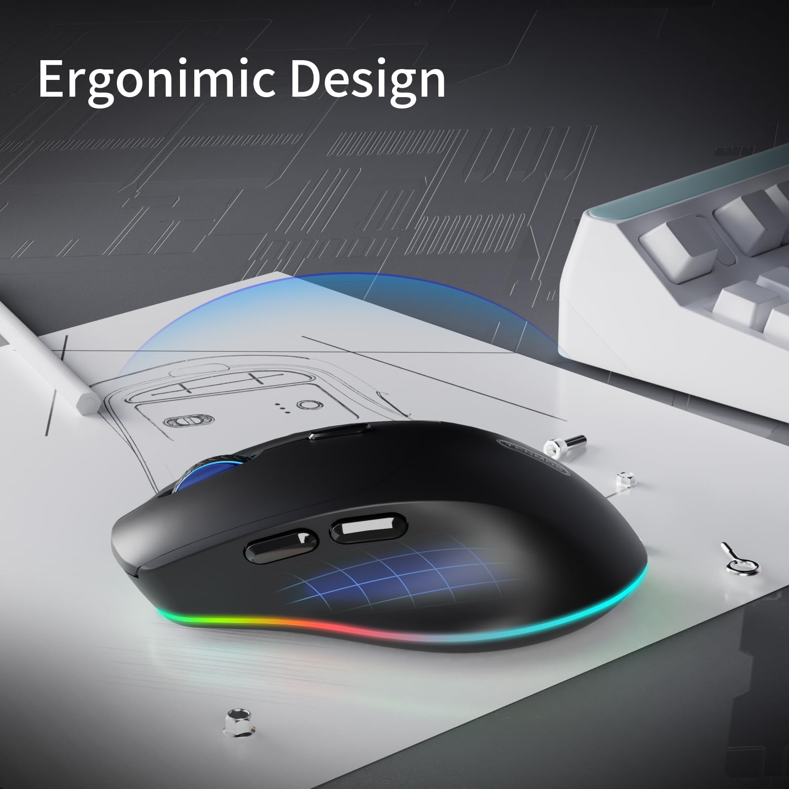 Mua TENMOS K95 Wireless Bluetooth Mouse, LED Silent Rechargeable Triple ...